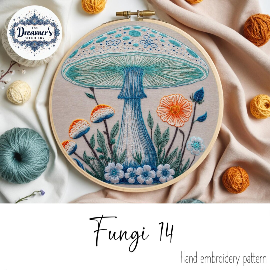 Printable Hand Embroidery Pattern: Fungi 14 (mushroom Mycelium Nature ...