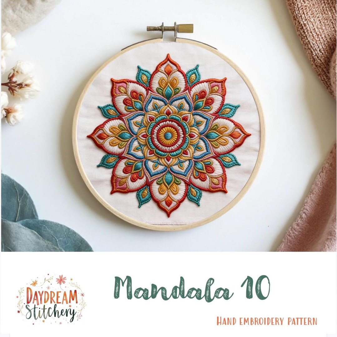 PDF Pattern Hand Embroidery Design: Mandala 10 (boho Buddhist Zen ...