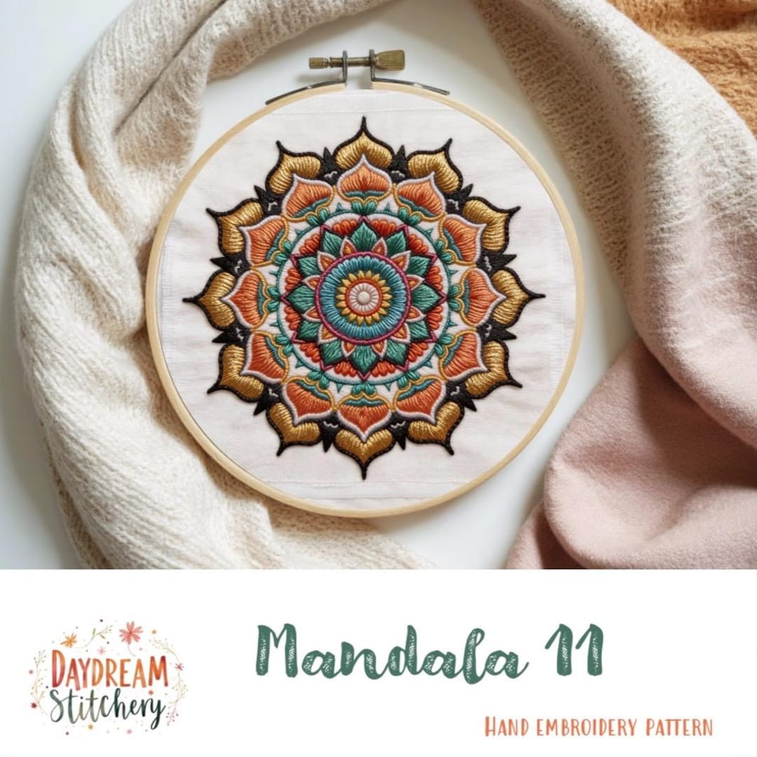 PDF Pattern Hand Embroidery Design: Mandala 11 (boho Buddhist Zen ...
