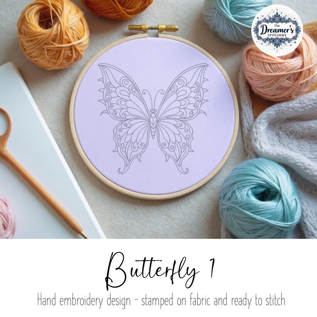 Stamped Hand Embroidery Pattern: Butterfly 1 (beautiful Insect Nature ...