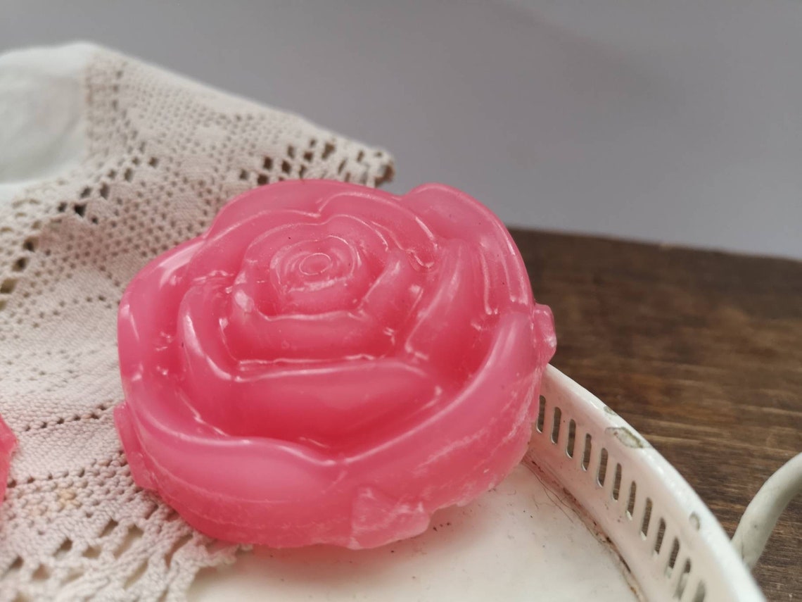 Handmade Rose Shape Soap Set Of 3 Flower Shape Soap Guest Etsy