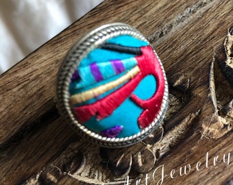 Embroidered ring | Etsy