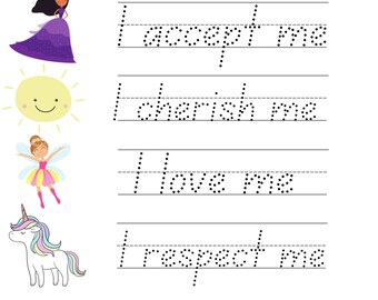 Affirmations for Kids/pre-k Activities/learning to Write/self ...