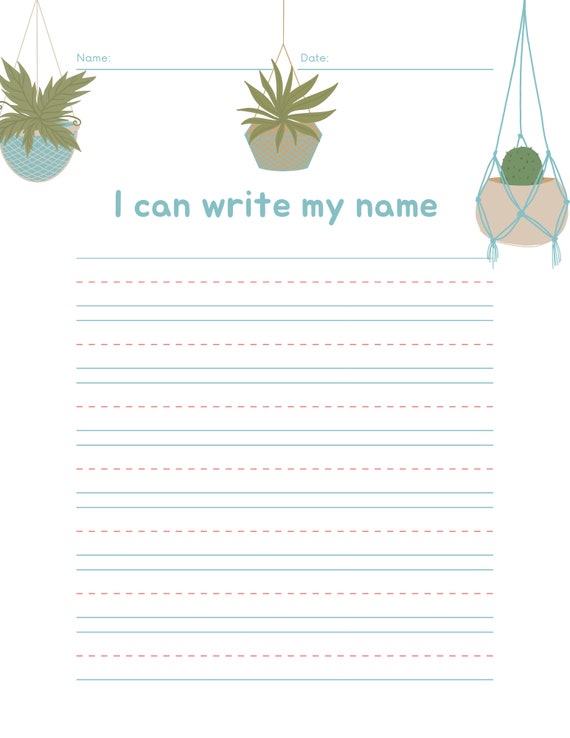 Printable I Can Write My Name Worksheet Children Learning | Etsy