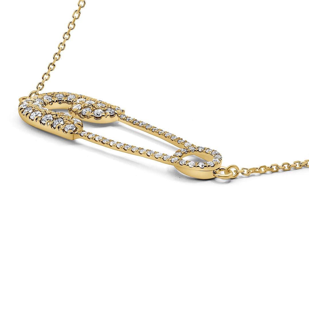14K Gold Diamond Safety Pin Pendant: Fine Jewelry - Etsy