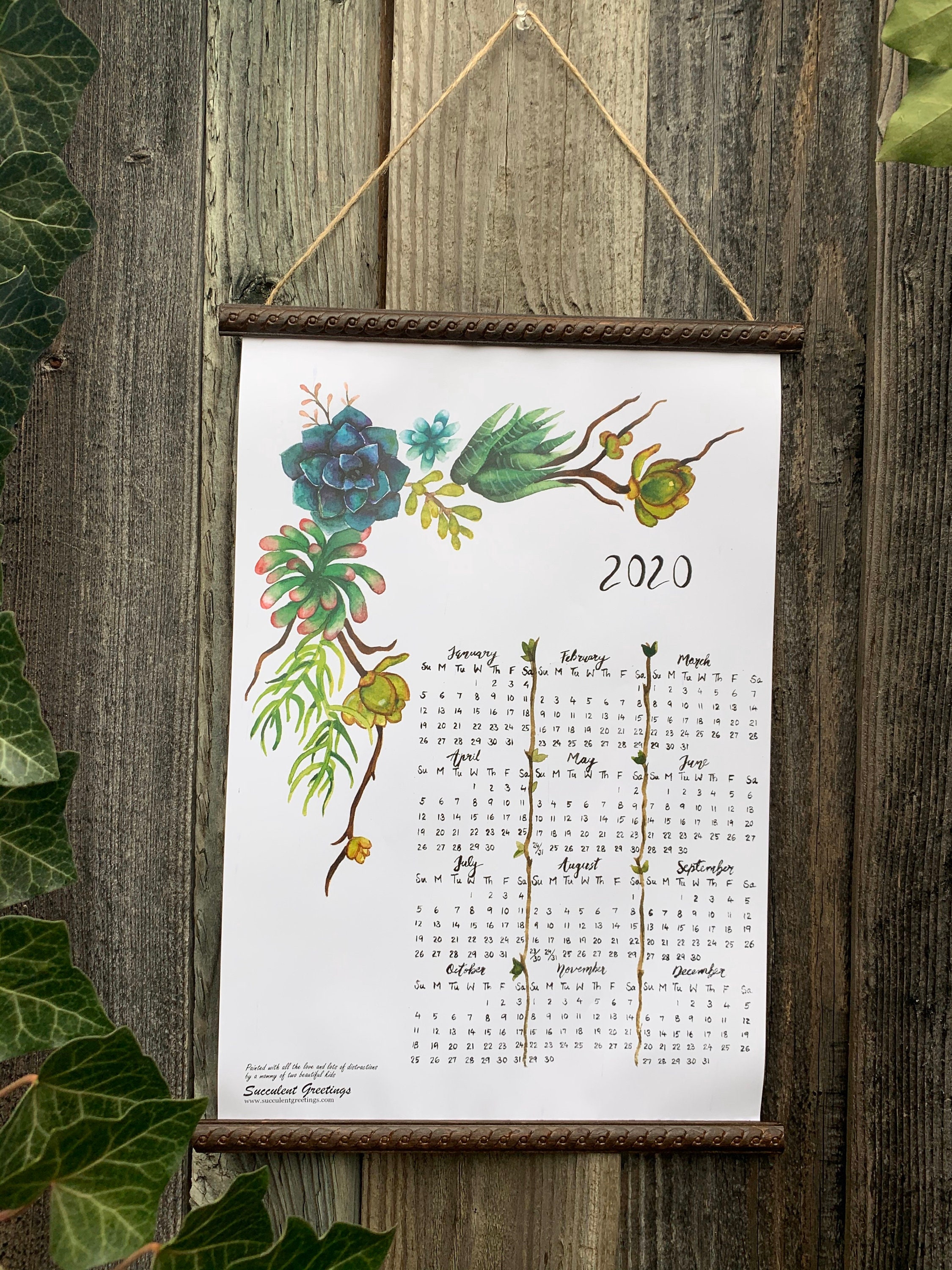 2020 Succulent Calendar (digital Download Only) - Etsy