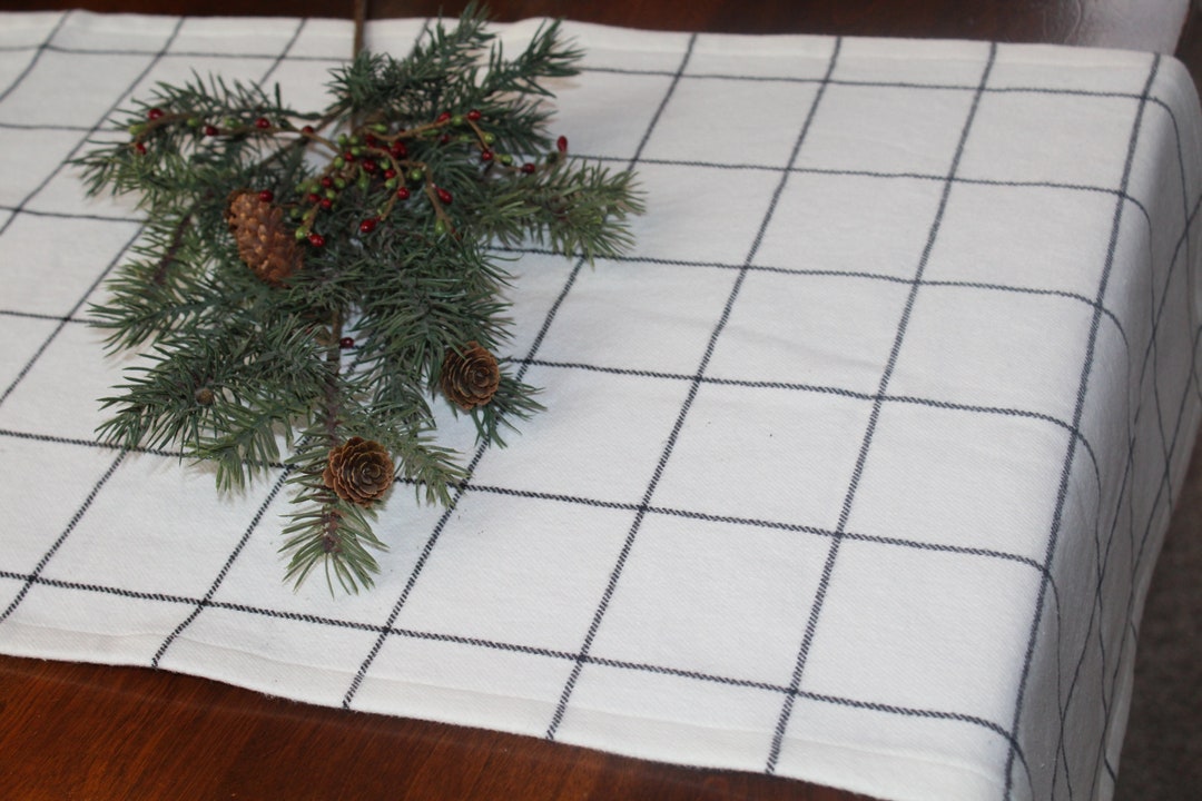 Farmhouse Black and White Windowpane Table Runner - Etsy