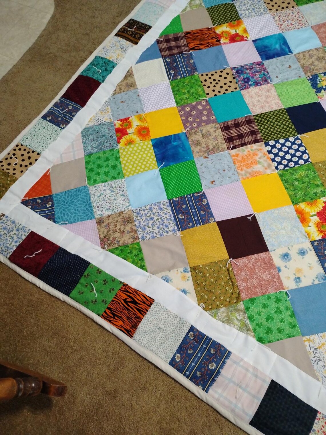 Scrap Squares Quilt - Homemade Colorful Blanket - Etsy