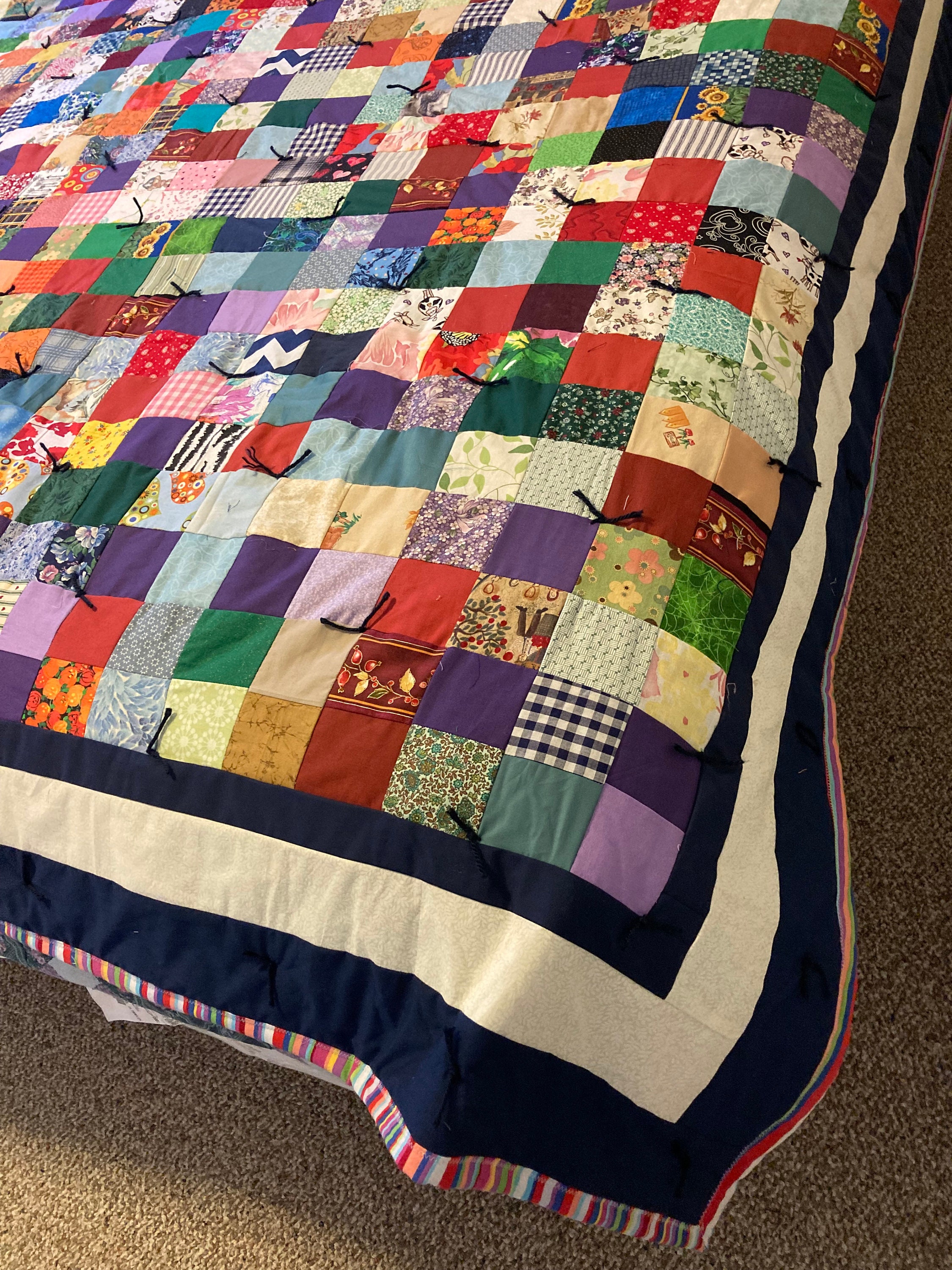 Always Wanted Too Squares Colorful Rainbow Quilt - Etsy