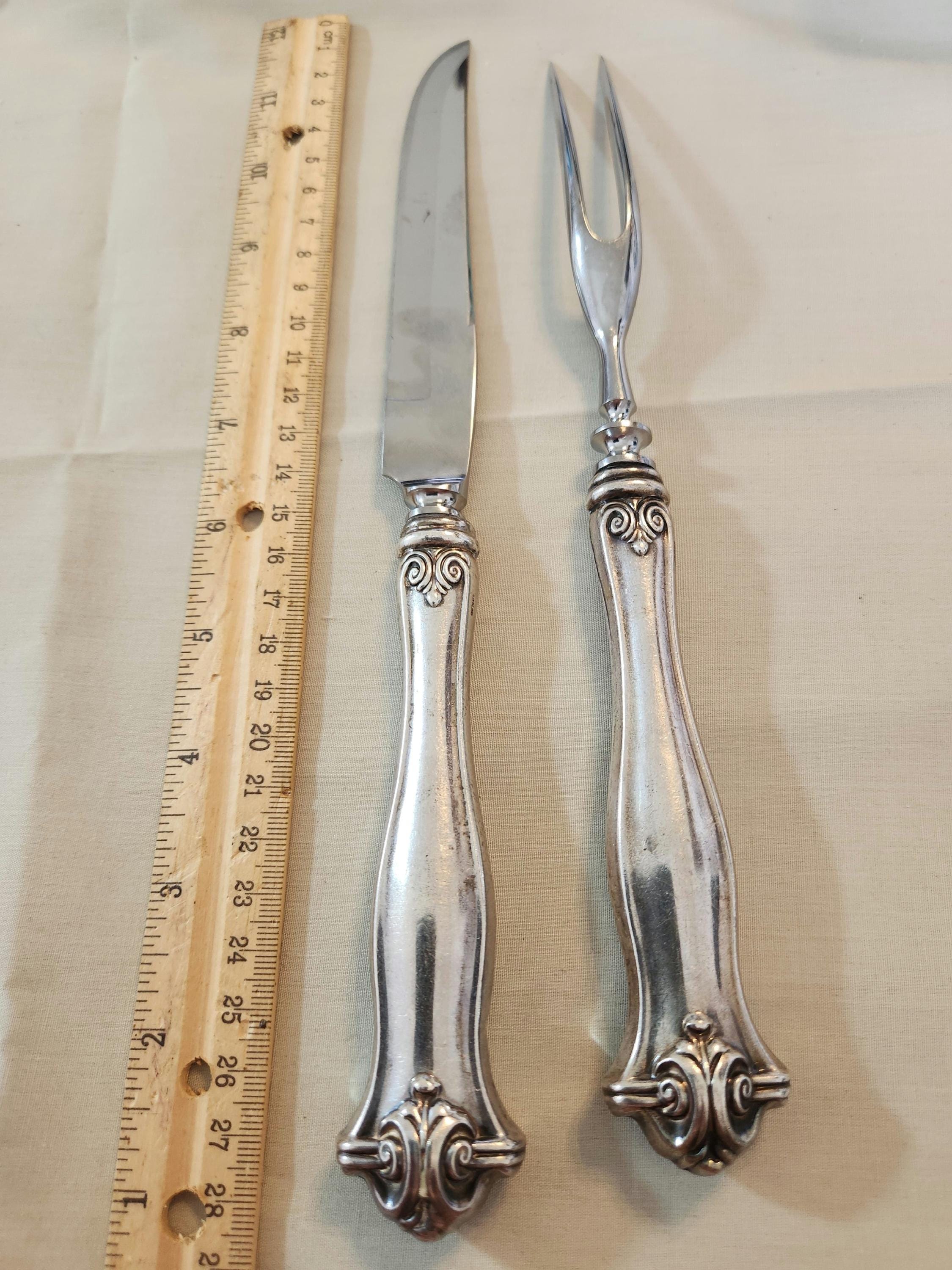Vintage Sterling Silver Handles Meat Carving Set Fork and Knife Free ...