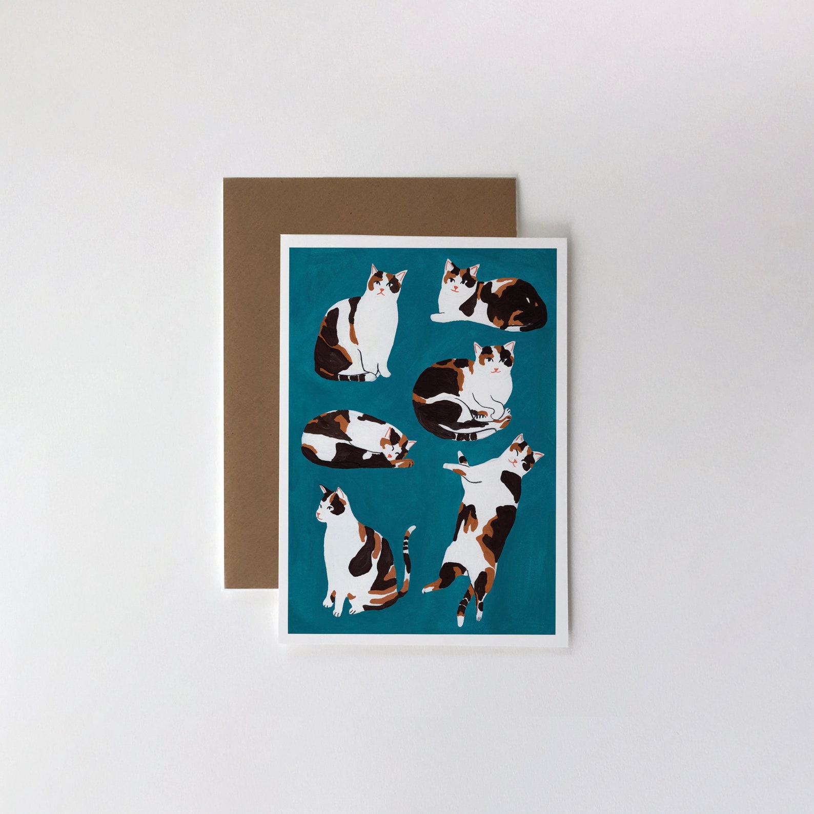 Cat Postcard With Envelope, Cats, Illustration, Print Card - Etsy UK