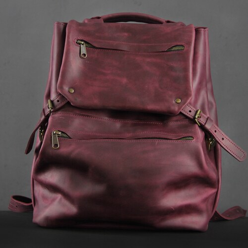 Leather Backpack Women burgundy Leather Backpack Laptop - Etsy