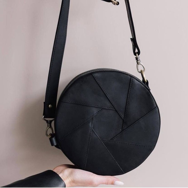 Round Leather Bag - Etsy