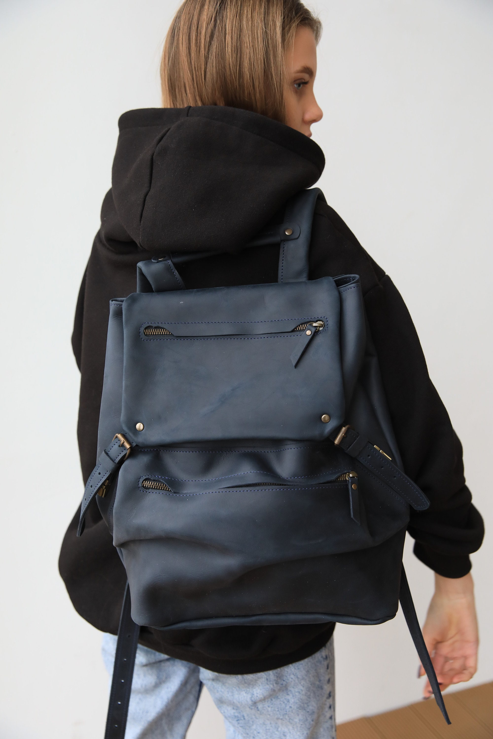 Custom Leather Laptop Backpack, Women's Leather Laptop Bag, Men's ...