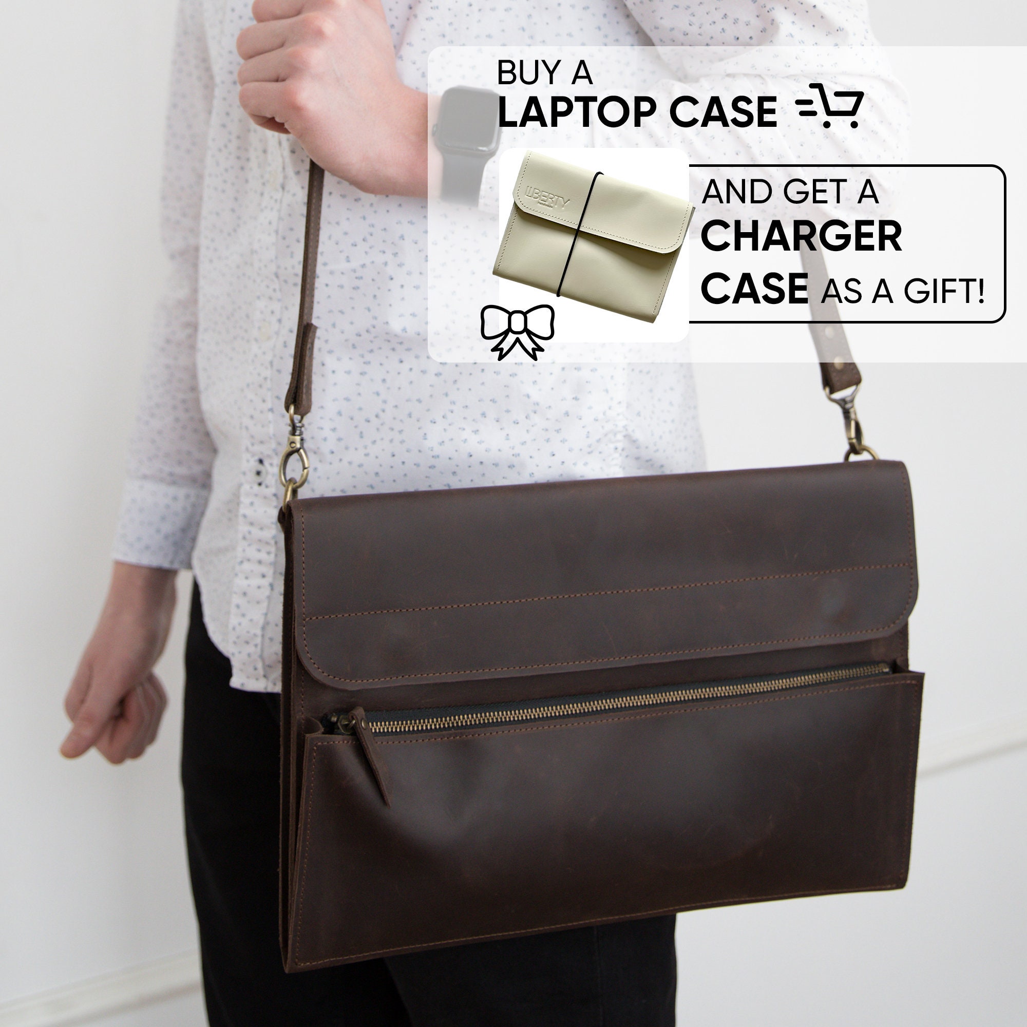 Brown Custom Men's Laptop Bag, Personalized Computer Briefcase ...