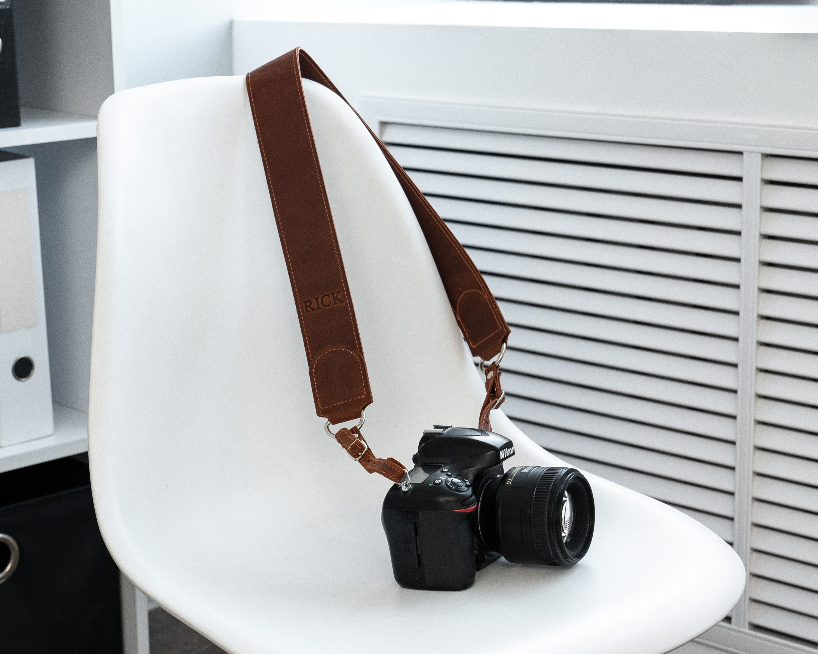 Personalized Leather Neck Camera Strap, Custom Photographer Gift ...