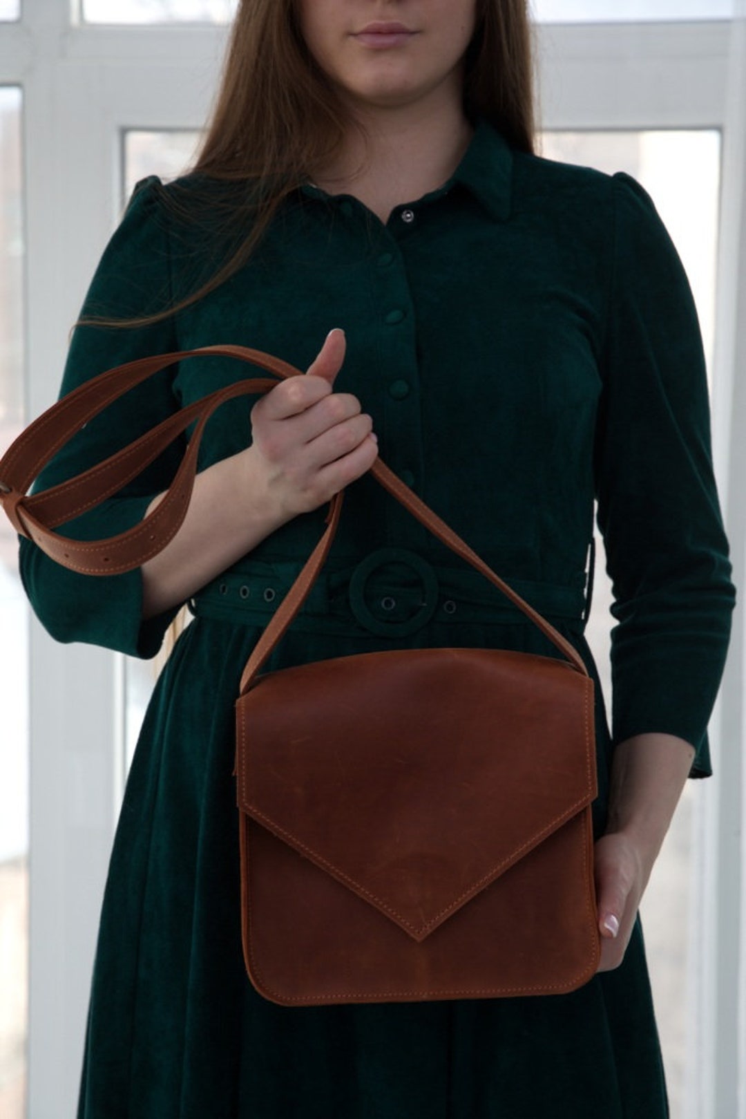 Customized Leather Crossbody Bag, Women's Handmade Purse, Personalized ...