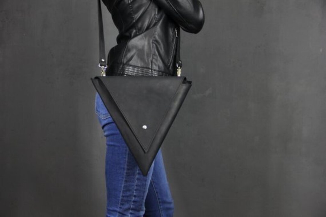 Personalized Genuine Leather Triangle Handbag, Leather Crossbody Bag ...