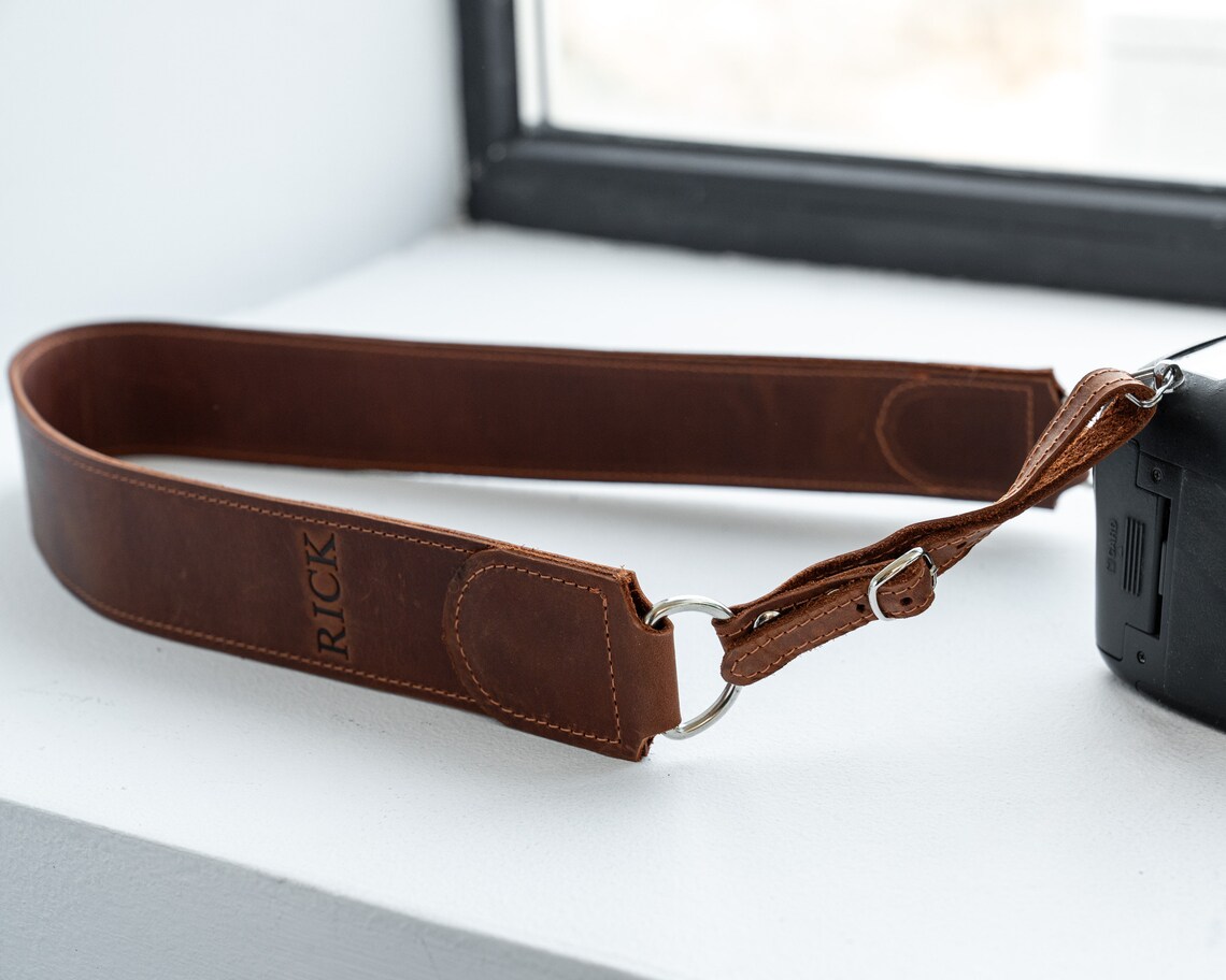 Personalized Leather Neck Camera Strap, Custom Photographer Gift ...