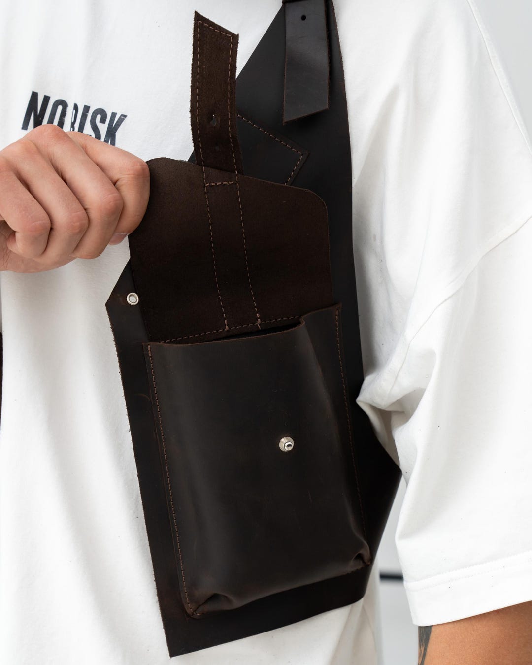 Crossbody Leather Holster Bag, Stylish Purse With Dual Pocket ...