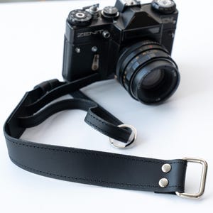 Black Leather Camera Wrist Strap, Minimalistic Camera Accessory, Simple ...