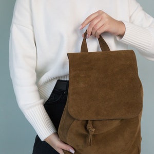 Stylish Suede Backpack for Women, Commuter Suede Backpack, Leather Mini ...