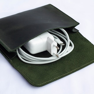 Handmade Leather Charger and Cable Organizer Bag, Personalized Gifts ...