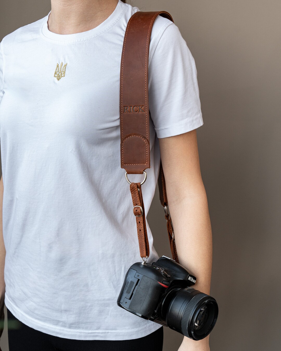 Personalized Leather Neck Camera Strap, Custom Photographer Gift ...