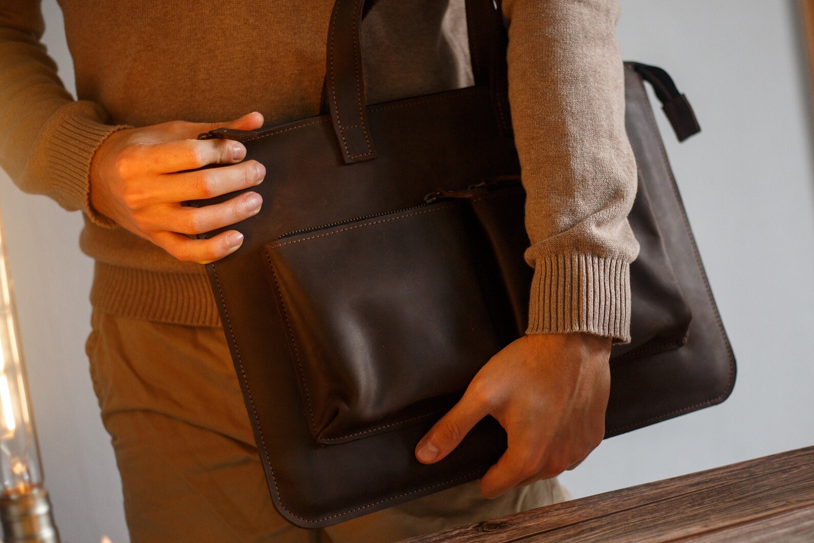 Vintage Leather Laptop Bag 17 Inch, Handmade Messenger Bag, Padded ...