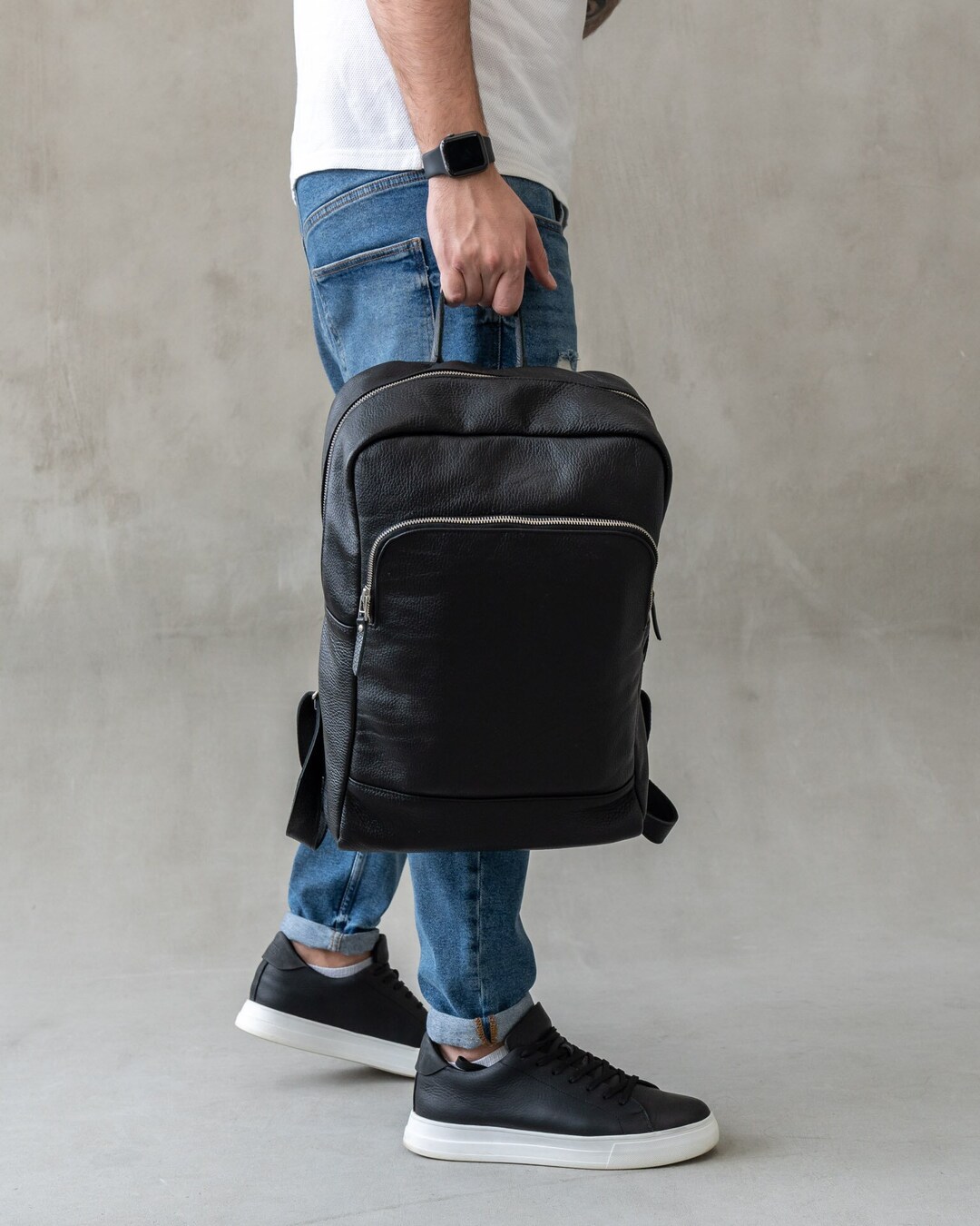 Men's Luxury Leather Backpack, Personalised Gift for Him, Casual ...