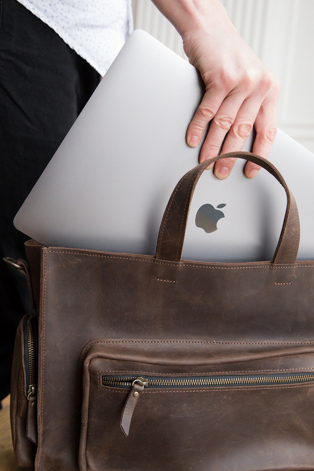 Leather Laptop Satchel 16 Inch, Laptop Briefcase Men, Leather Messenger ...