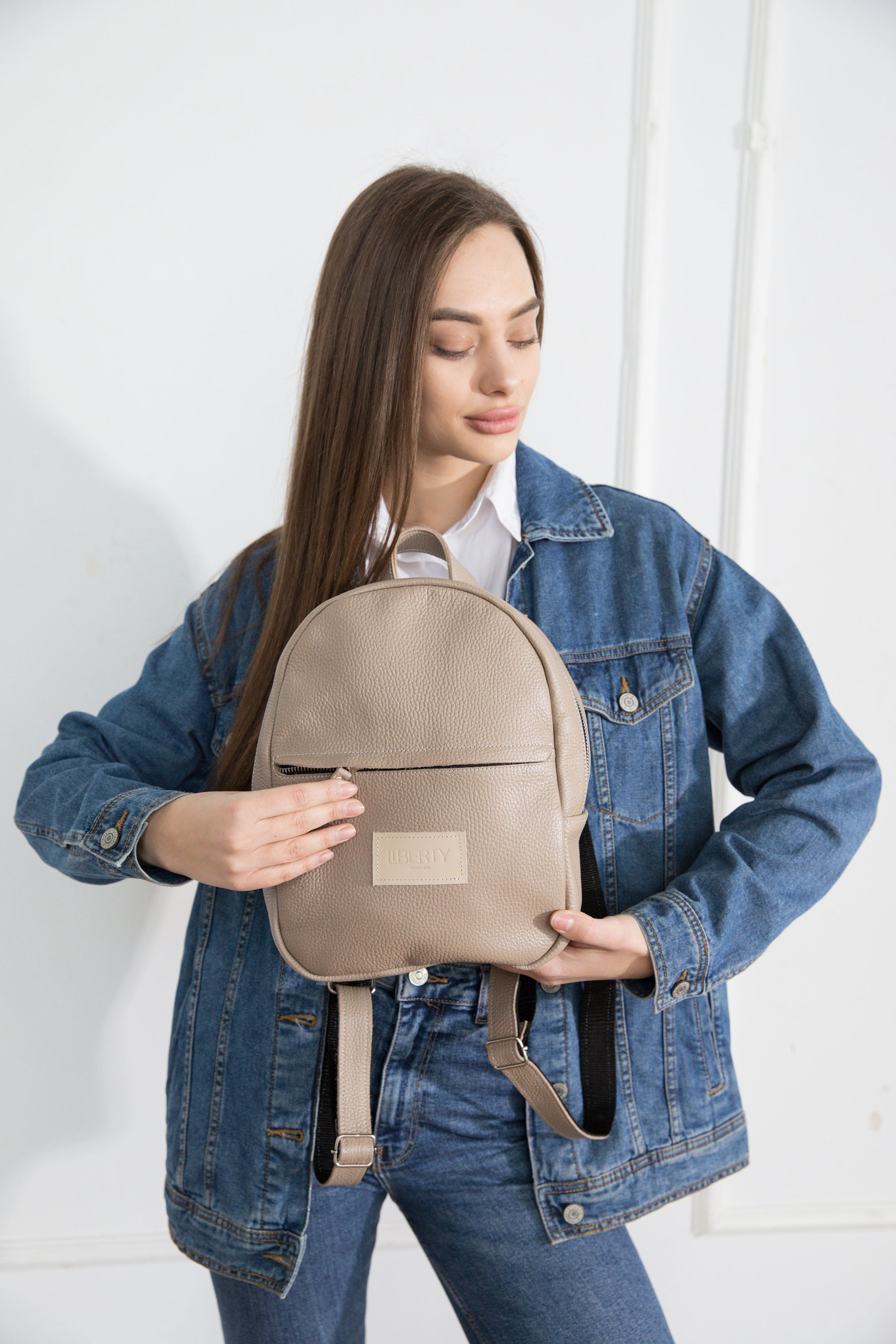 Stylish Leather Mini Backpack, Women's Shoulder Bag, Small Travel Bag ...