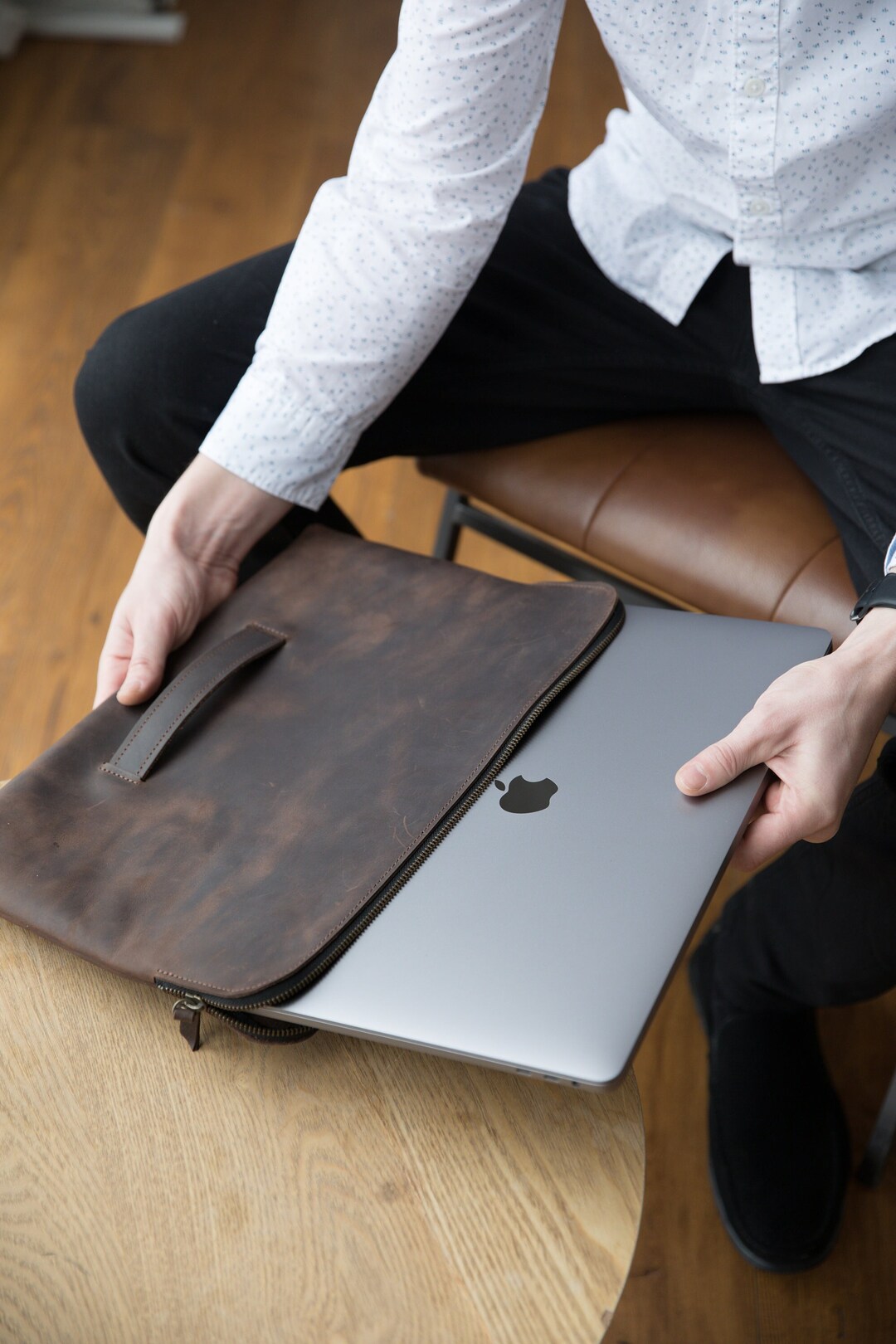 Leather MacBook Case, Personalized Laptop Bag, Brown MacBook Sleeve ...