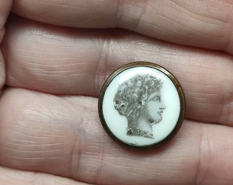 Liverpool Transfer on Porcelain Brass Antique Button With Facet Cut ...