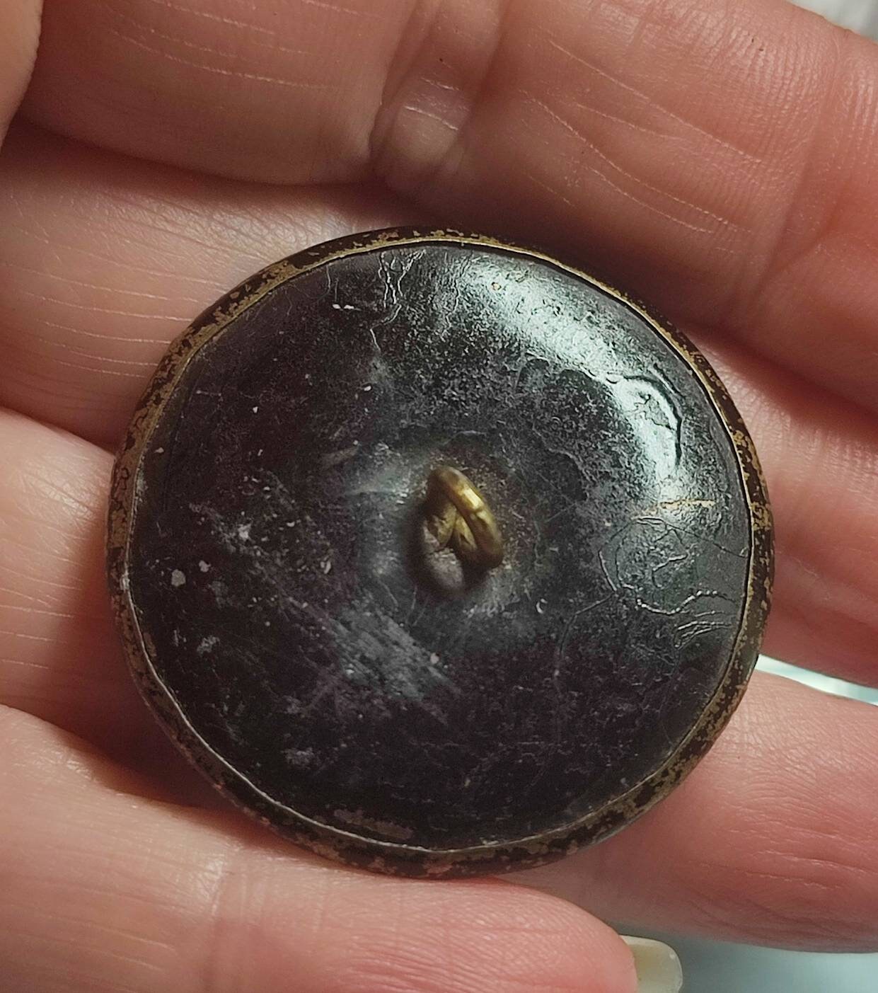 Antique Pressed Brass Lucie & Edgar Button - Etsy