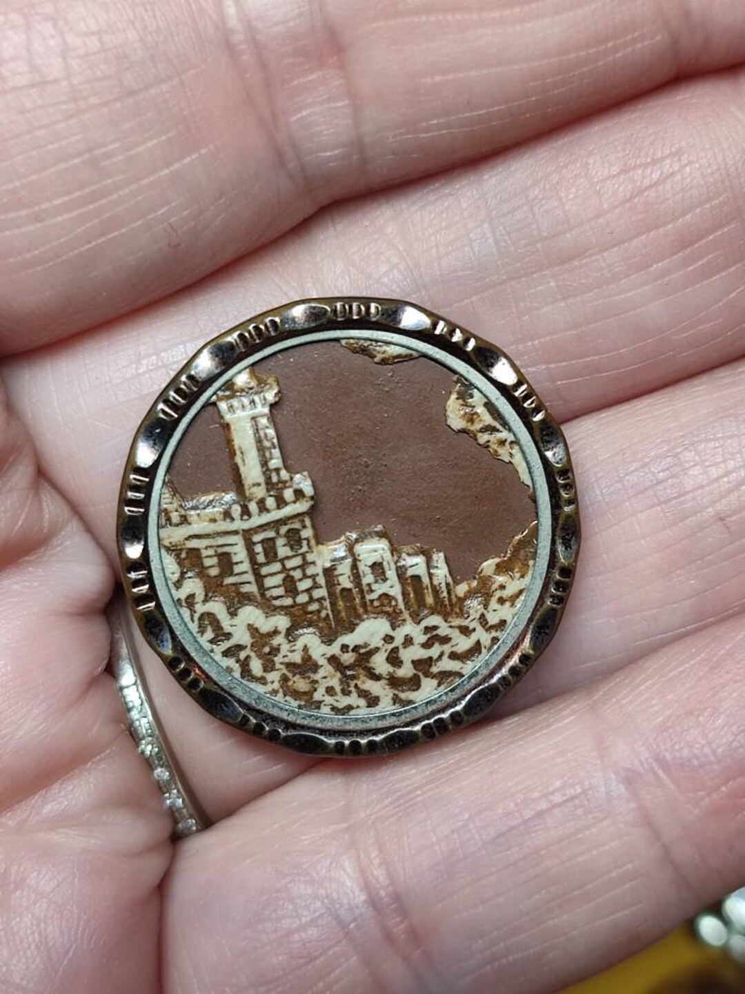 Victorian Ivoroid Castle Button - Etsy