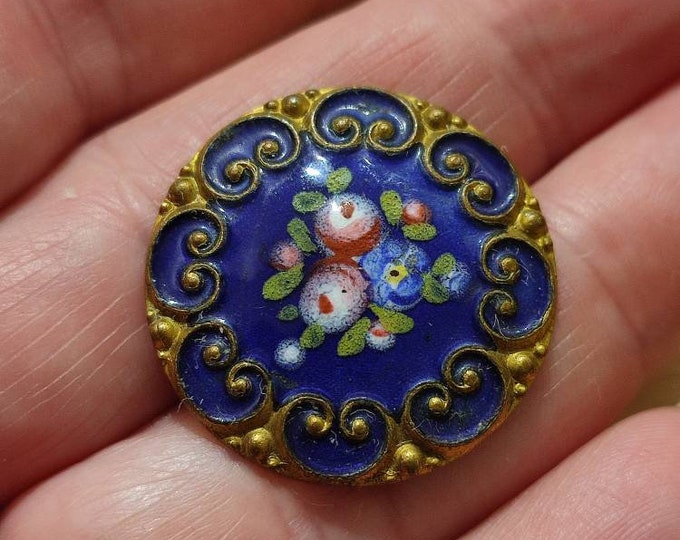 Antique Paris Back Enamel Button - Etsy