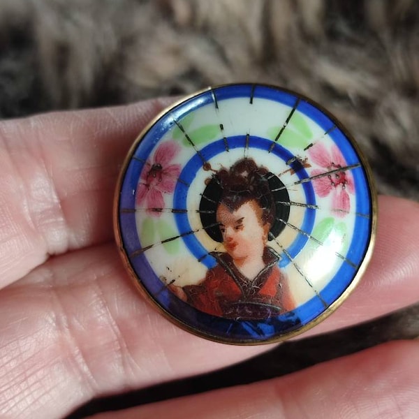 Antique Hand Painted Button - Etsy