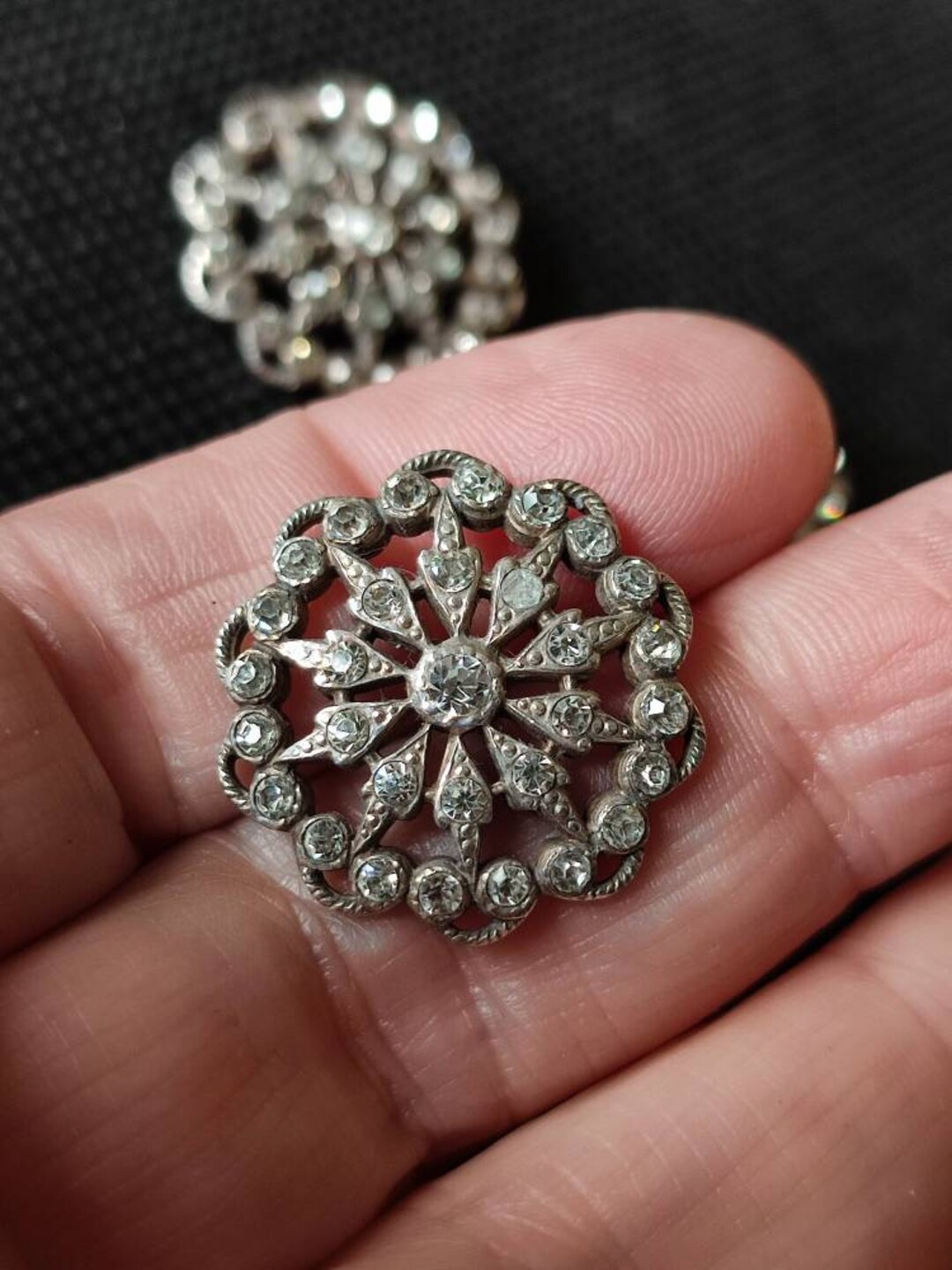Antique Silver Paste Button - Etsy
