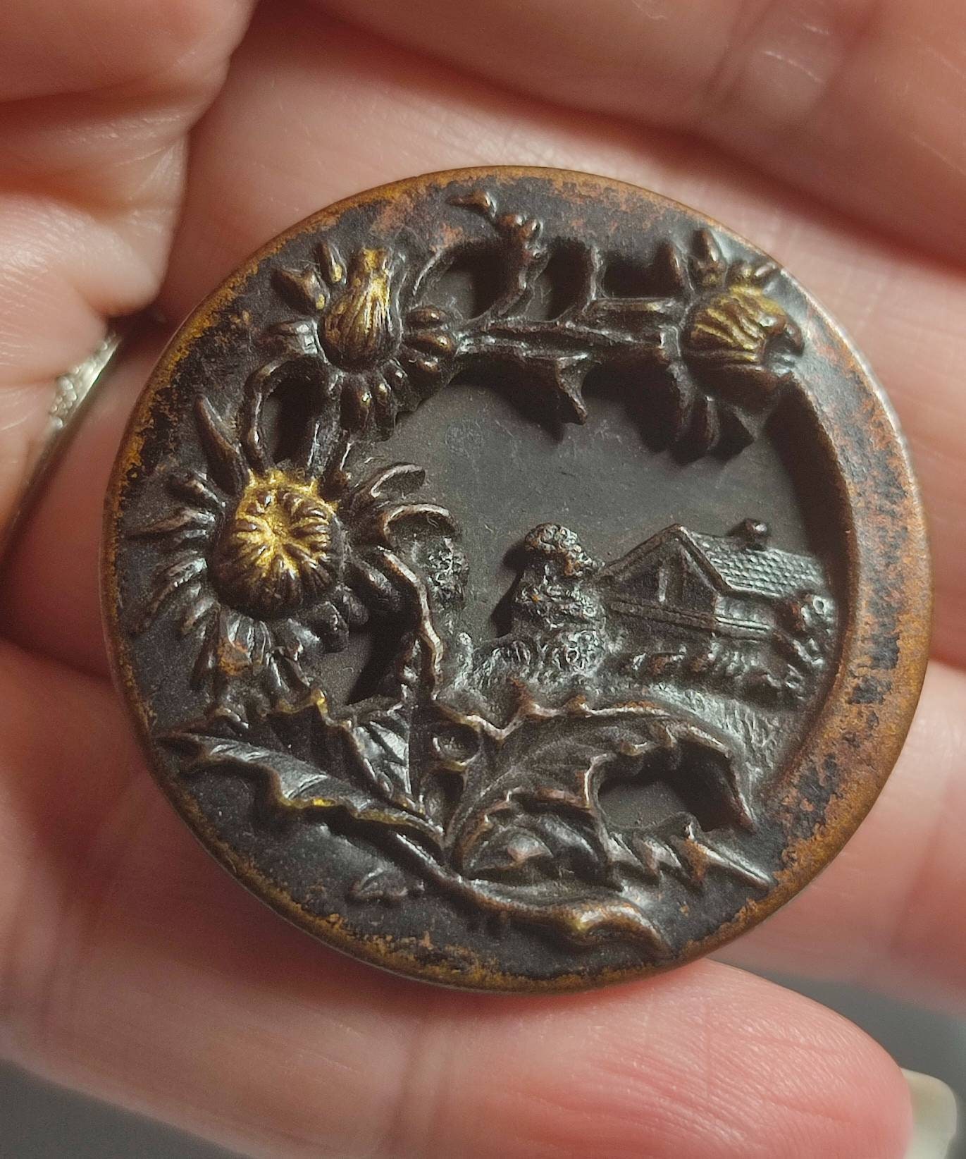 Antique the Wee House Mang the Heather Brass Button - Etsy