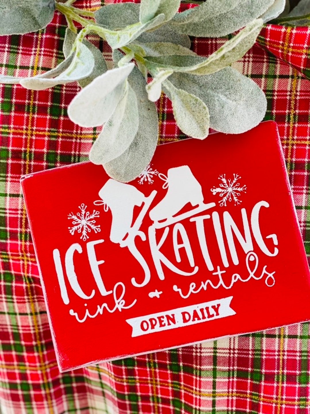 Winter Ice Skating Sign, 5x7 Wood Shelf Sitter, Figure Skating, Tiered ...