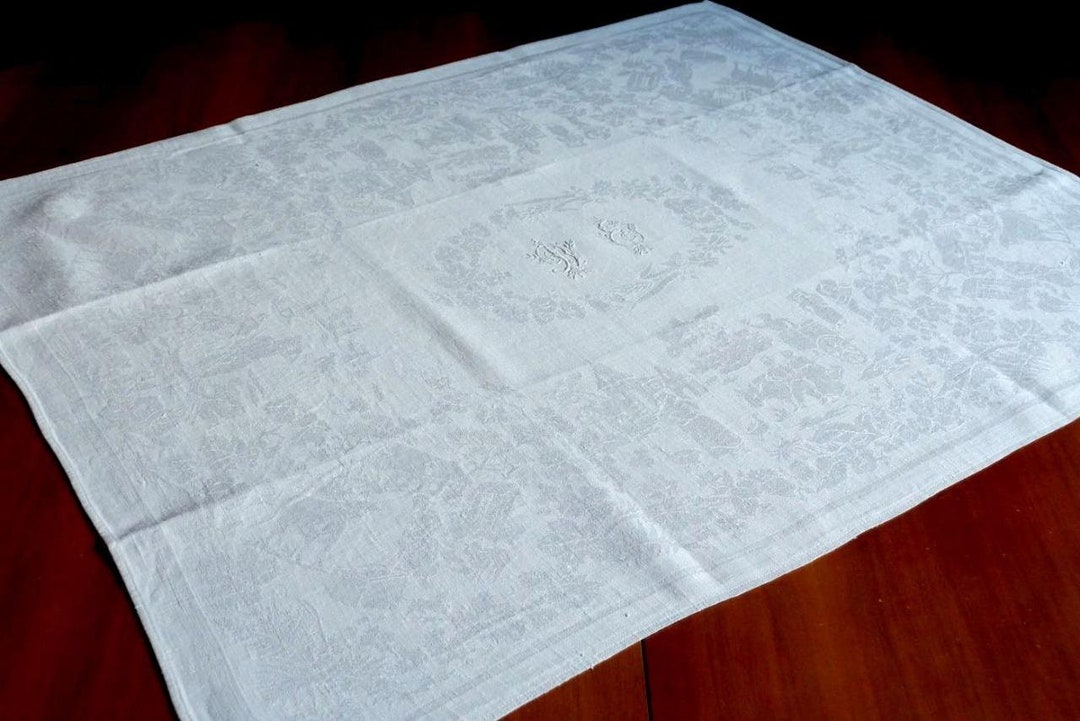 Rare Giant French Mid 18thc Collectors Linen Damask Napkin W Harvest ...