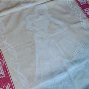 Collectors Rarity Iconic Woven Art-nouveau Mangle Cloth Lady in Long ...