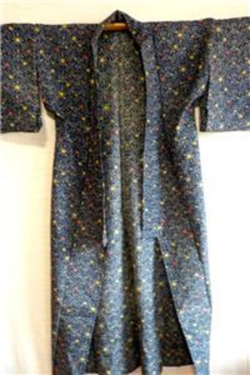 From Collection Noble Vintage Original Japanese Cotton Kimono Darkblue ...