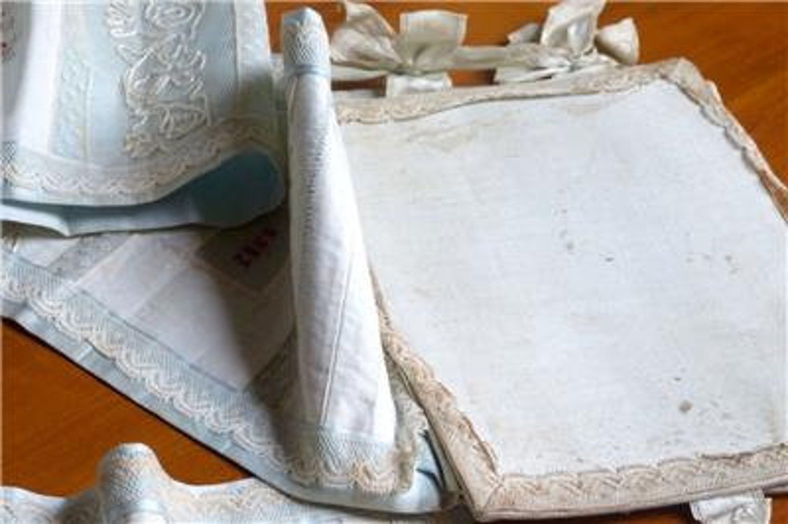 Exquisite Antique Handmade ABC Sampler Ensemble 18 Elements W Lace ...