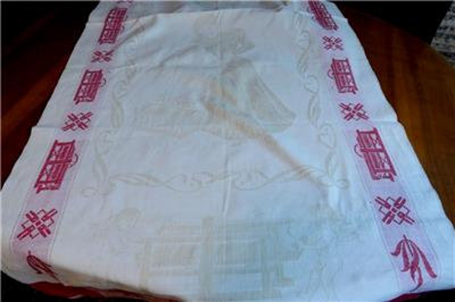 Collectors Rarity Iconic Woven Art-nouveau Mangle Cloth Lady in Long ...