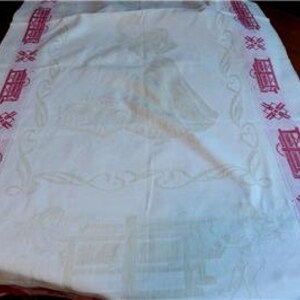 Collectors Rarity Iconic Woven Art-nouveau Mangle Cloth Lady in Long ...