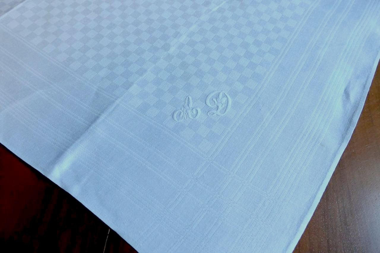 6 Rare Giant French Napoleon III Collectors Linen Damask Napkins Plaid ...