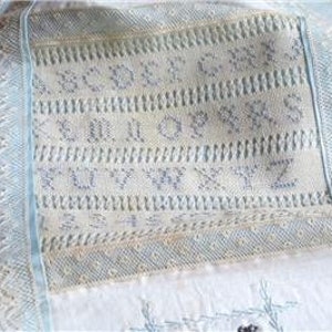 Exquisite Antique Handmade ABC Sampler Ensemble 18 Elements W Lace ...