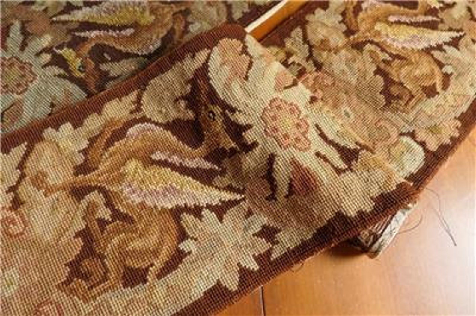 Gorgeous French Antique Embroidered Griffon Tapestry for Bellpull or ...